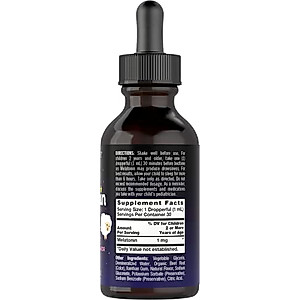 Kids Melatonin Liquid | 1 fl oz | Two Pack | Natural Fruit Flavor | Drug Free | by Carlyle