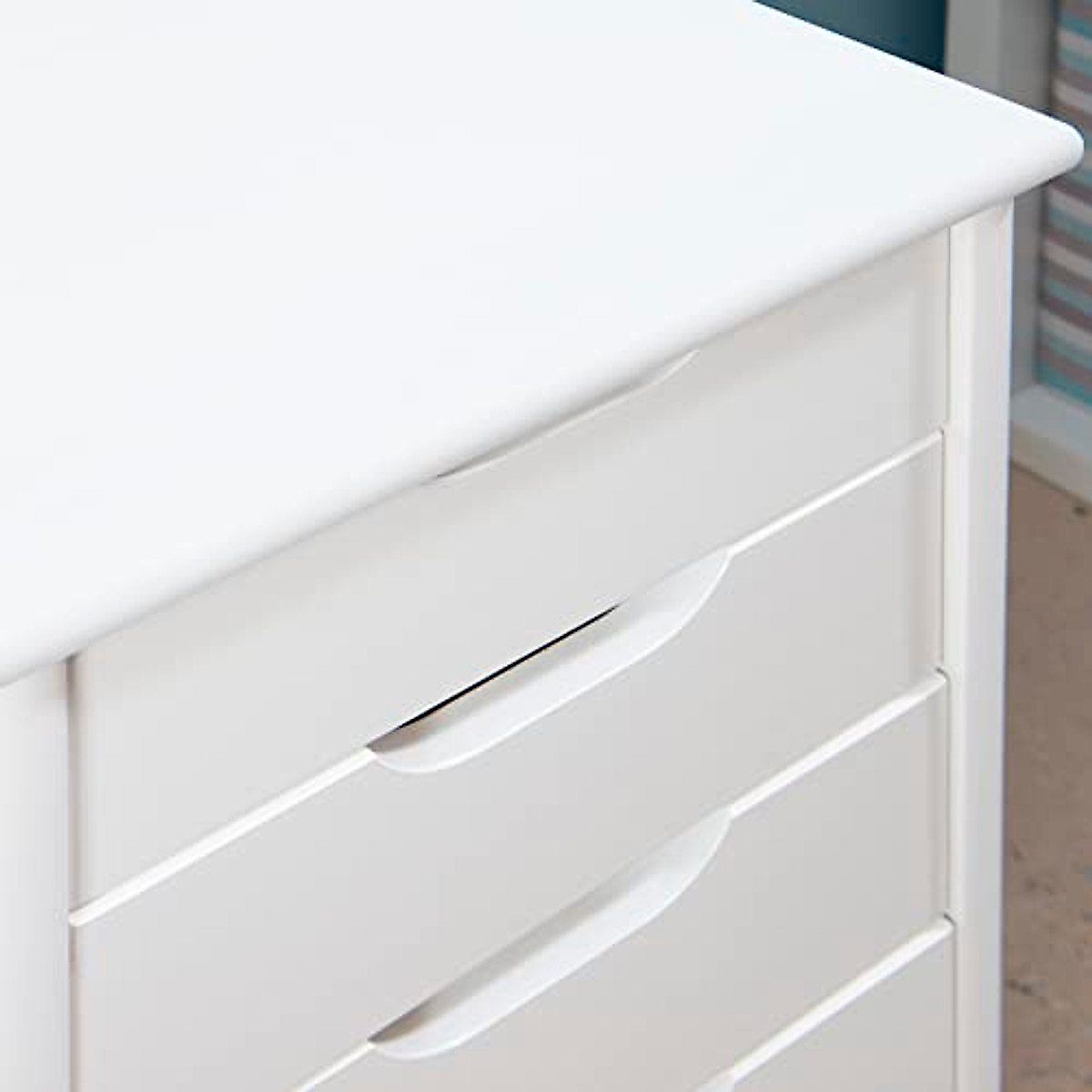 Linon Home Decor Products Corinne Six Drawer Storage, White Wash Rolling Cart