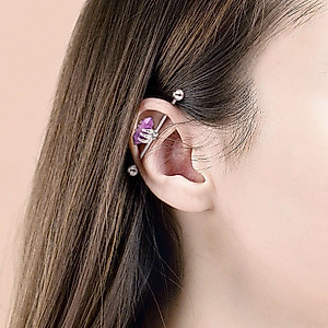 BOPREINA 4pcs 14G Industrial Piercing Bars Stainless Steel 38mm Barbell Cartilage Earring Natural Stone Barbell Body Piercing Jewellery