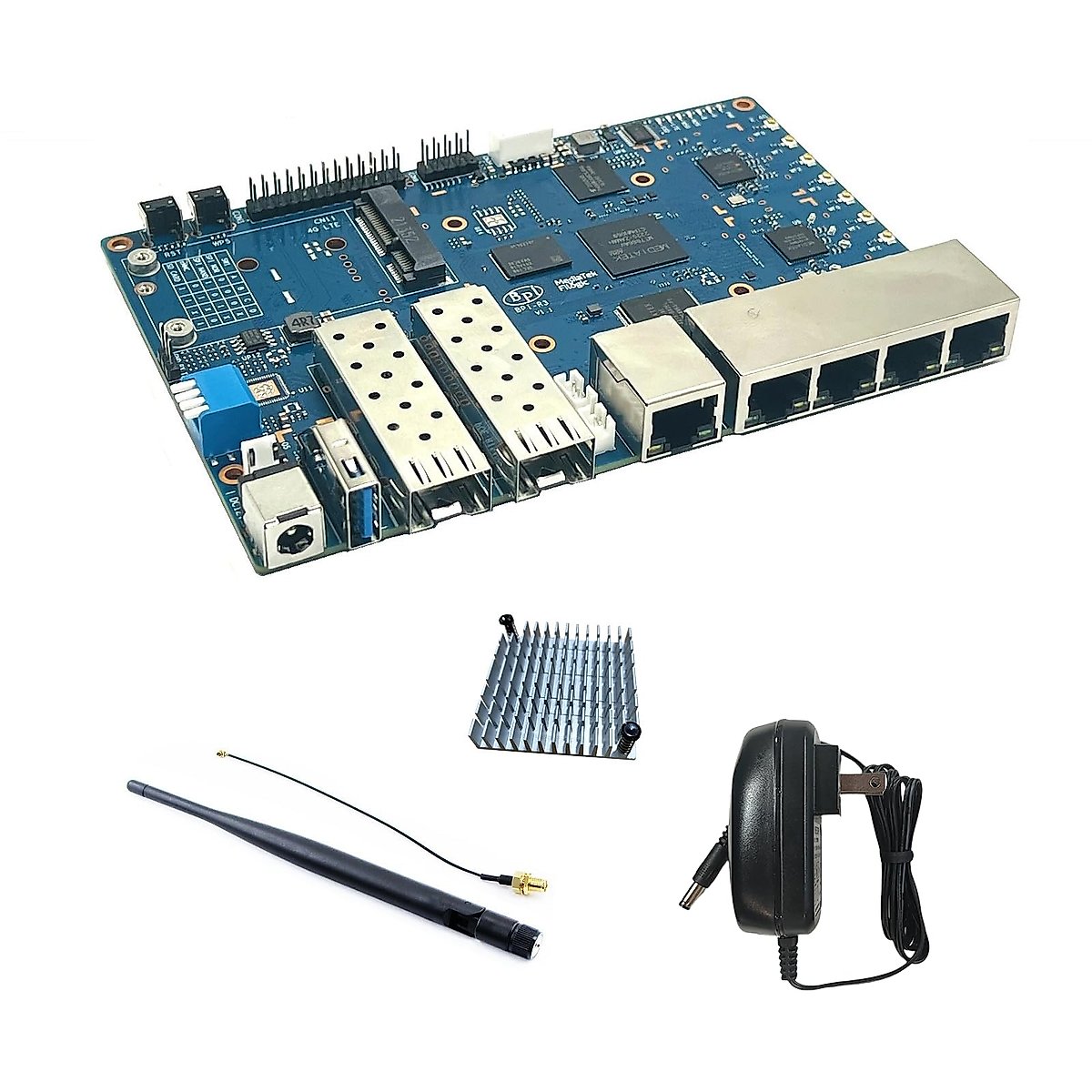 youyeetoo BPI-R3 Router Development Board MediaTek MT7986 8G EMMC with 2X SFP 2.5GbE/ 5X RJ45 GbE (Antenna Bundle)