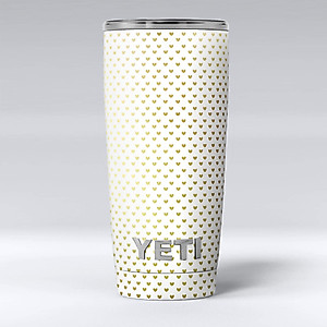 Design Skinz Tiny Golden Hearts Pattern - Skin Decal Vinyl Wrap Kit Compatible with The Yeti Rambler Cooler Tumbler Cups