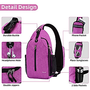 Fancosni Crossbody Sling Bags for Women Men, Black Sling Backpack, Lightweight Shoulder Bag, Multipurpose Sling Bag for Travel, Hiking, Shopping, Walking, Biking, Cycling, Earphone Hole, Chest Bag
