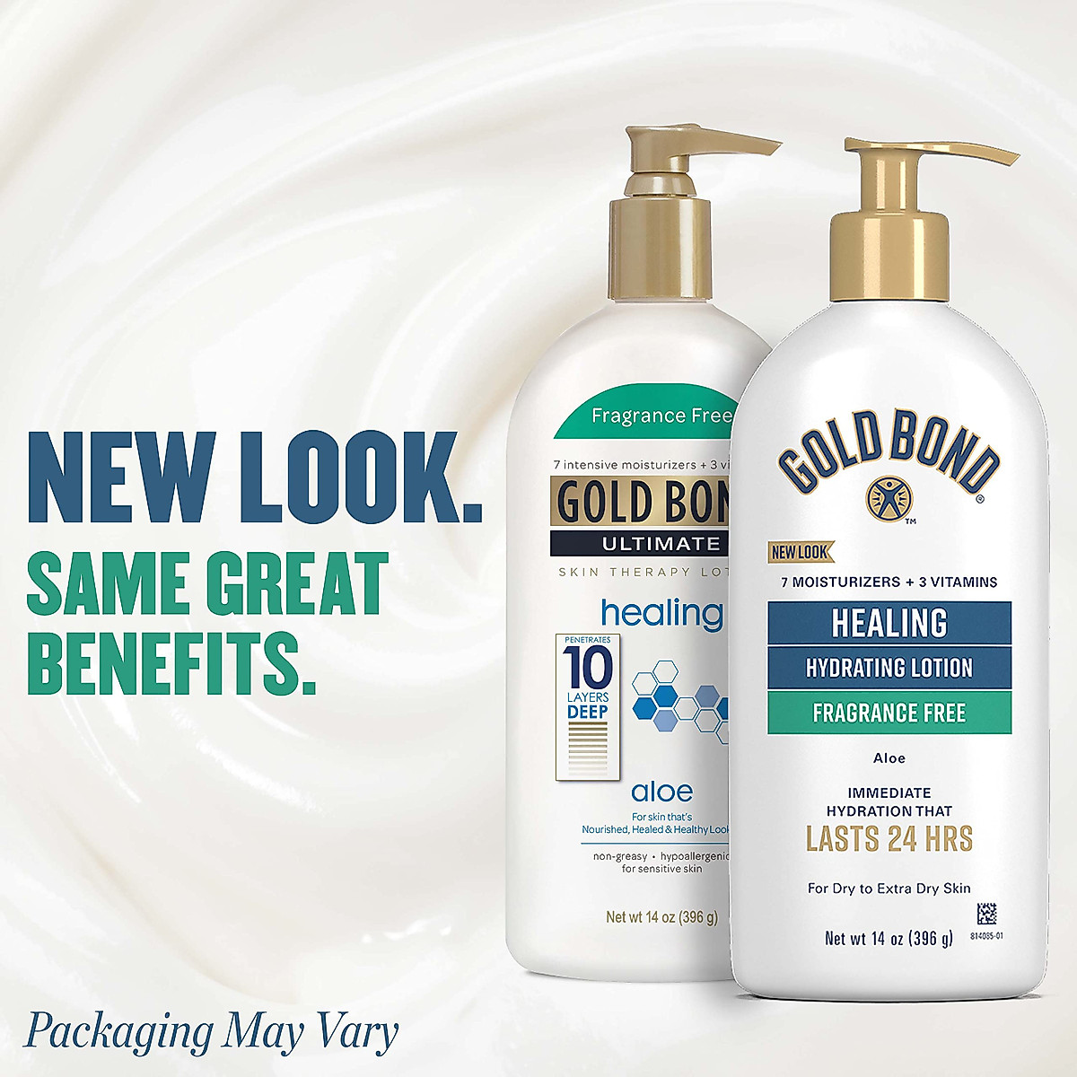 Gold Bond Fragrance Free Healing Hydrating Lotion, 14 oz., With Aloe, Immediate 24-Hour Hydration