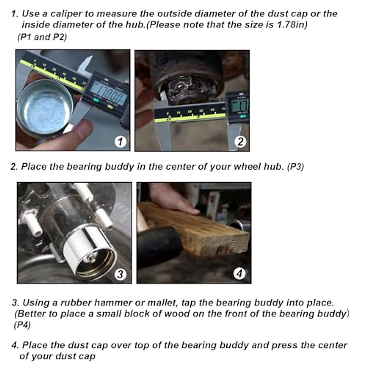 CZC AUTO Wheel Bearing Protectors Chromed 1.78'' with Protective Bras for Trailer Boat, Pair