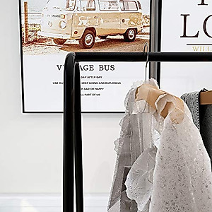 Albearing Metal Garment Rack Clothes Rack with Top Rod and Lower Storage Shelf Clothes Rack (Black)