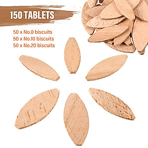 Beechwood Joiner Biscuits Number 0, 10, 20 Wood Joining Biscuits Woodworking Biscuits Assorted Beech Wood Chips for Crafting Woodworking(150 Pieces)