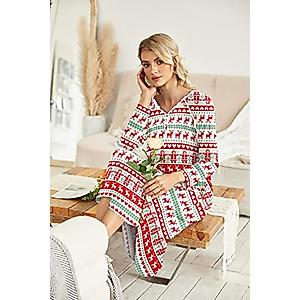 Ekouaer Women's Nightgown V-Neck Loungewear Long Sleeve Sleepwear Full Length Nightgown for Women S-4XL