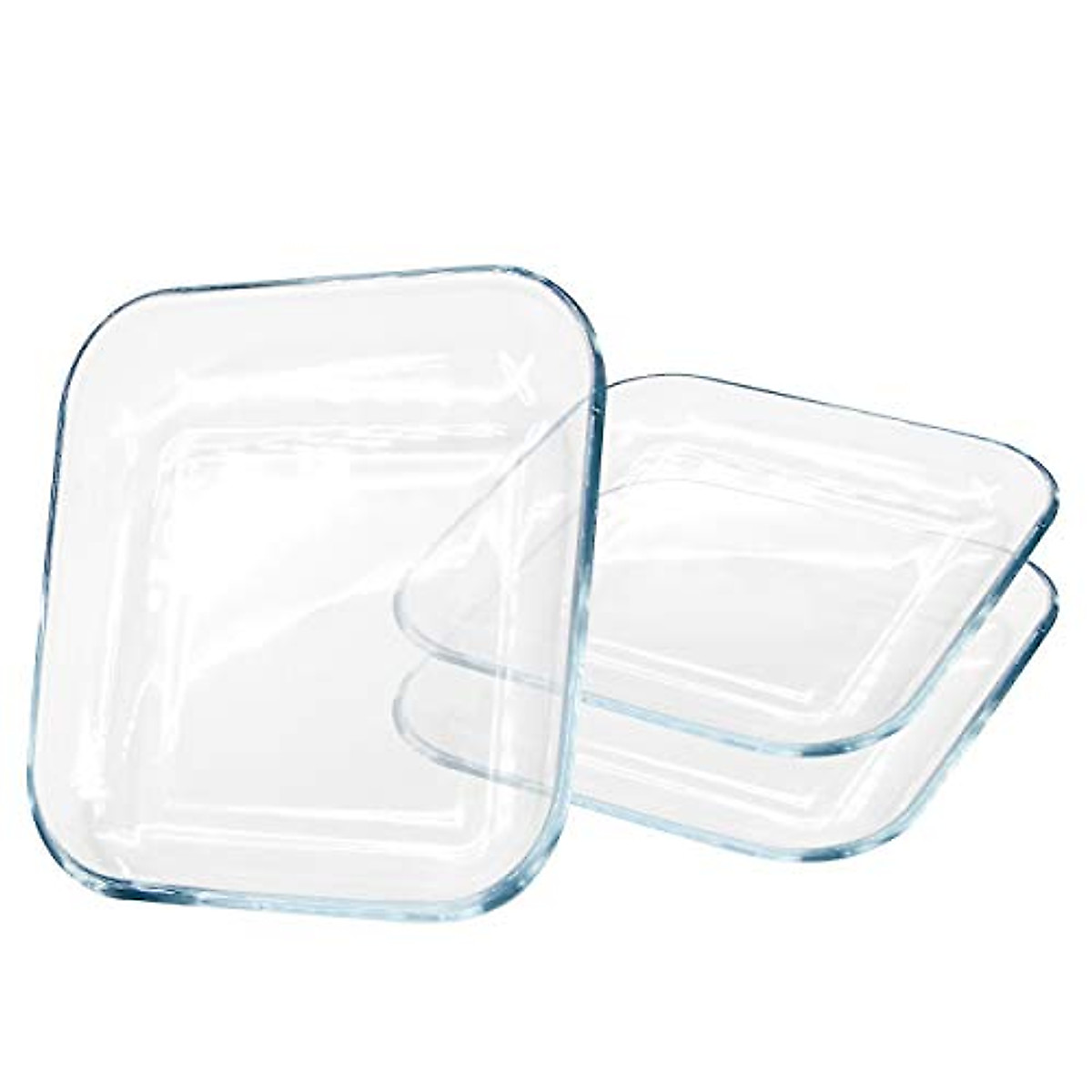 FOYO Toast Plates, Clear Square Tempered Glass Salad Dessert Plates 7 Inch, Set of 3