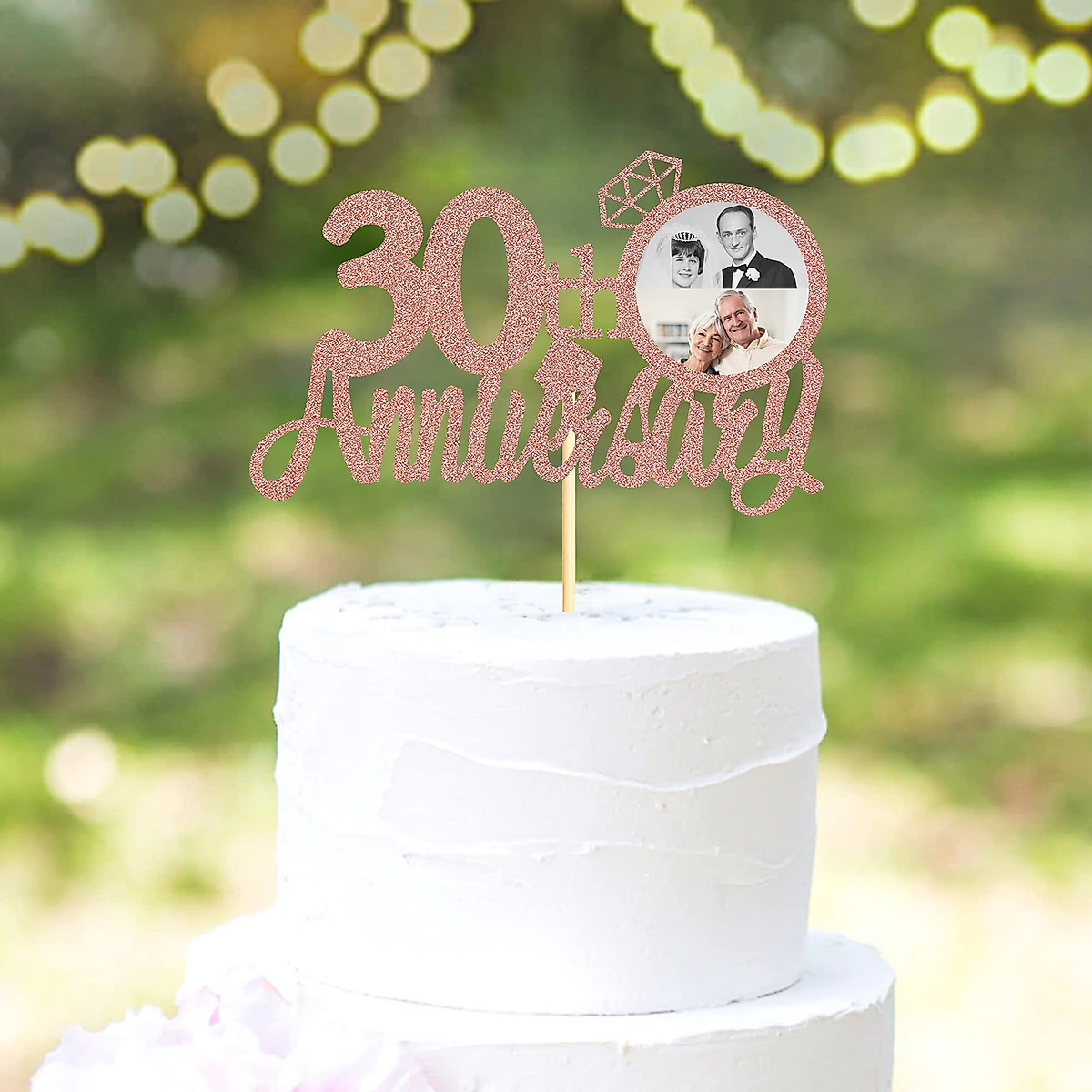 Sumerk 30th Anniversary Cake Topper,13PCS Rose Gold Glitter Cake Toppers Cake Decorations Set for 30th Wedding Anniversary Celebration Party