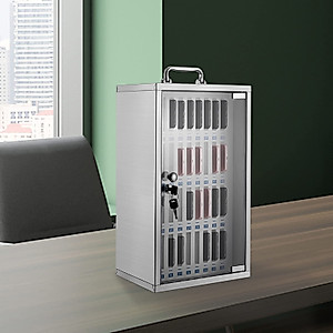 BANLICALI Phone Locker, 36-Slot Stainless Steel Cell Phone Locker Box, Desktop & Wall-Mounted Cell Phones Storage Cabinet with Door Locks and Handle for Classroom Office Employees Silver