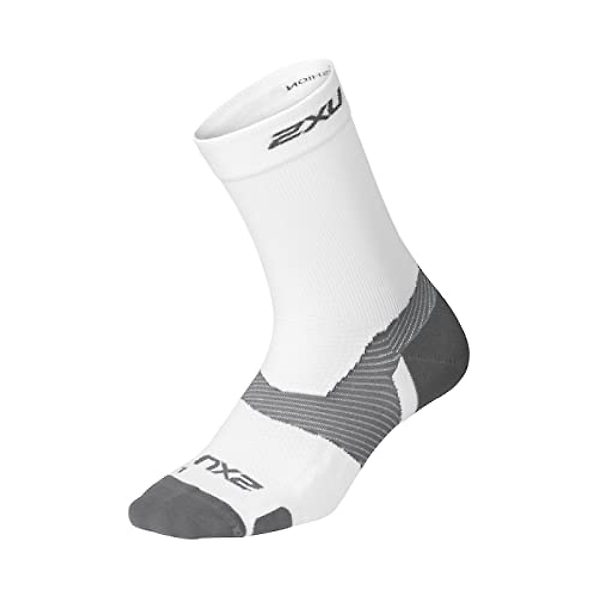 2XU Vectr Crew Sock, White/Grey, Small