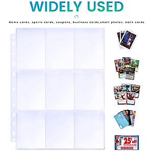 360 Pockets Binder Card Sleeves Double-Sided 9 Pocket Trading Card Pages for 3 Ring Binder, Clear Plastic Pages Sleeves for Sport Cards, Business Cards, Game Cards, Photos