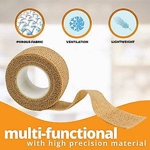 Self Adhesive Bandages - 1" x 5 Yards Per Roll - Pack of 12 Rolls, Elastic Self Adherent Cohesive Wrap First Aid Tape for Sprain Swelling and Soreness on Wrist and Ankle