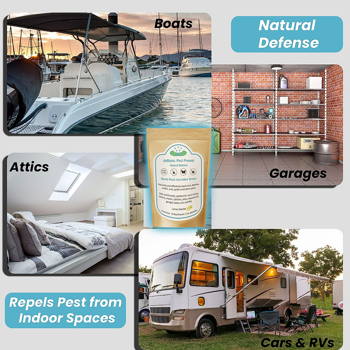 UpBloom | Pest Prevent All-Natural Pest Repellents – Home and Garage Defense from Mouse, Spider, Roaches, and Insects – 10 Pest Control and Repeller Pouches for Pest Defense and Insect Pest Control