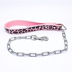 Haoyueer Leather Sharp Spiked Studded Dog Collars, Harnesses & Chain Leashes 3Pcs Matching Set for Medium & Large Dog Pit Bull,Mastiff, Boxer, Bull Terrier