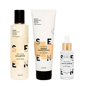 SEEN Magic Serum, Shampoo & Deeper Conditioner- Non-Comedogenic & Sulfate-Free Hair Bundle- Dermatologist-Developed - Safe for Sensitive Skin