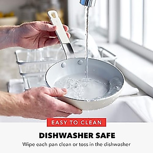 GreenPan x Bobby Flay 8” Frying Pan Skillet, Professional Grade Aluminum, PFAS & PFOA-Free Ceramic Nonstick, Induction Suitable, Stainless Steel Silicone Grip Handle, Dishwasher & Oven Safe, Cream