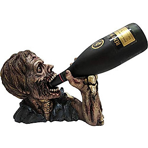 DWK Elixir of the Undead Zombie Wine and Beverage Bottle Holder Display Rack for Halloween Home Decor and Kitchen, 12-inch
