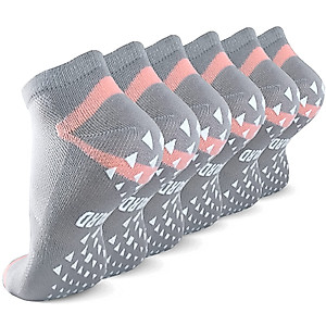NOVAYARD 6 Pairs Non Slip Yoga Socks Pilates Hospital Gripper Barre Socks Women(Orange,Small)