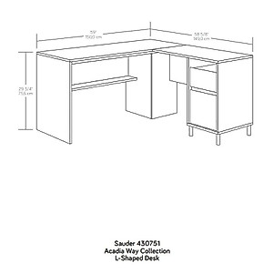 Sauder Acadia Way Modern L-Shaped Desk in Raven Oak, Raven Oak Finish