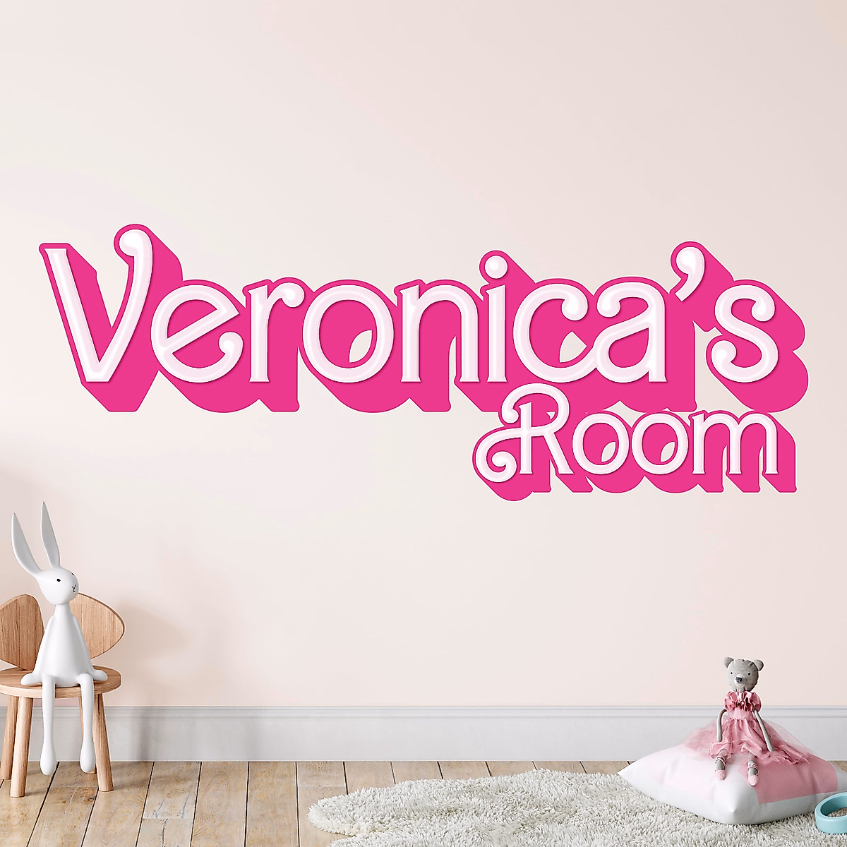Iconic Style Personalized Wall Decor - Hot Pink Wall Decals Peel and Stick - Perfect Accessories for Women Party - Ideal for Bedroom Decor - Loved by Kids, Girls, Women