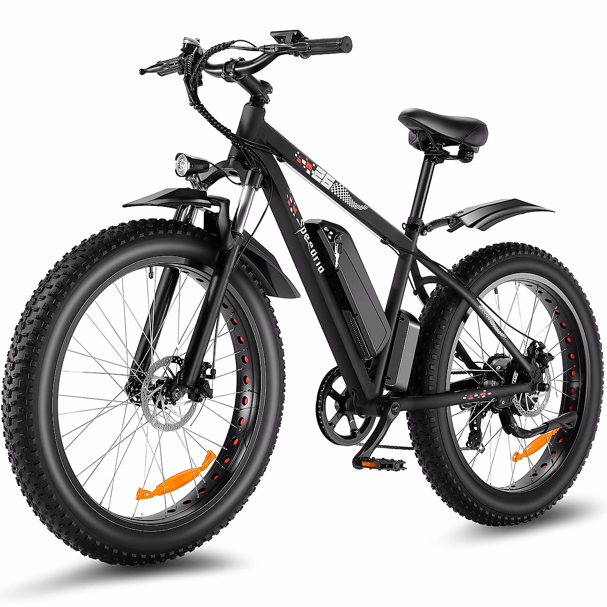 Speedrid Electric Bike 48V 500W Fat Tire Electric Bike Snow Bike 26" 4.0, 48V 10.4Ah Removable Battery and Professional 7 Speed (Black and Red)