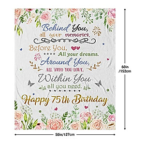 75th Birthday Gifts for Women, 75th Birthday Gifts for Men, 75th Birthday Decorations, 75th Birthday Decorations for Men, 75th Birthday Gifts, Happy 75th Birthday Decorations Throw Blankets 60"x 50"