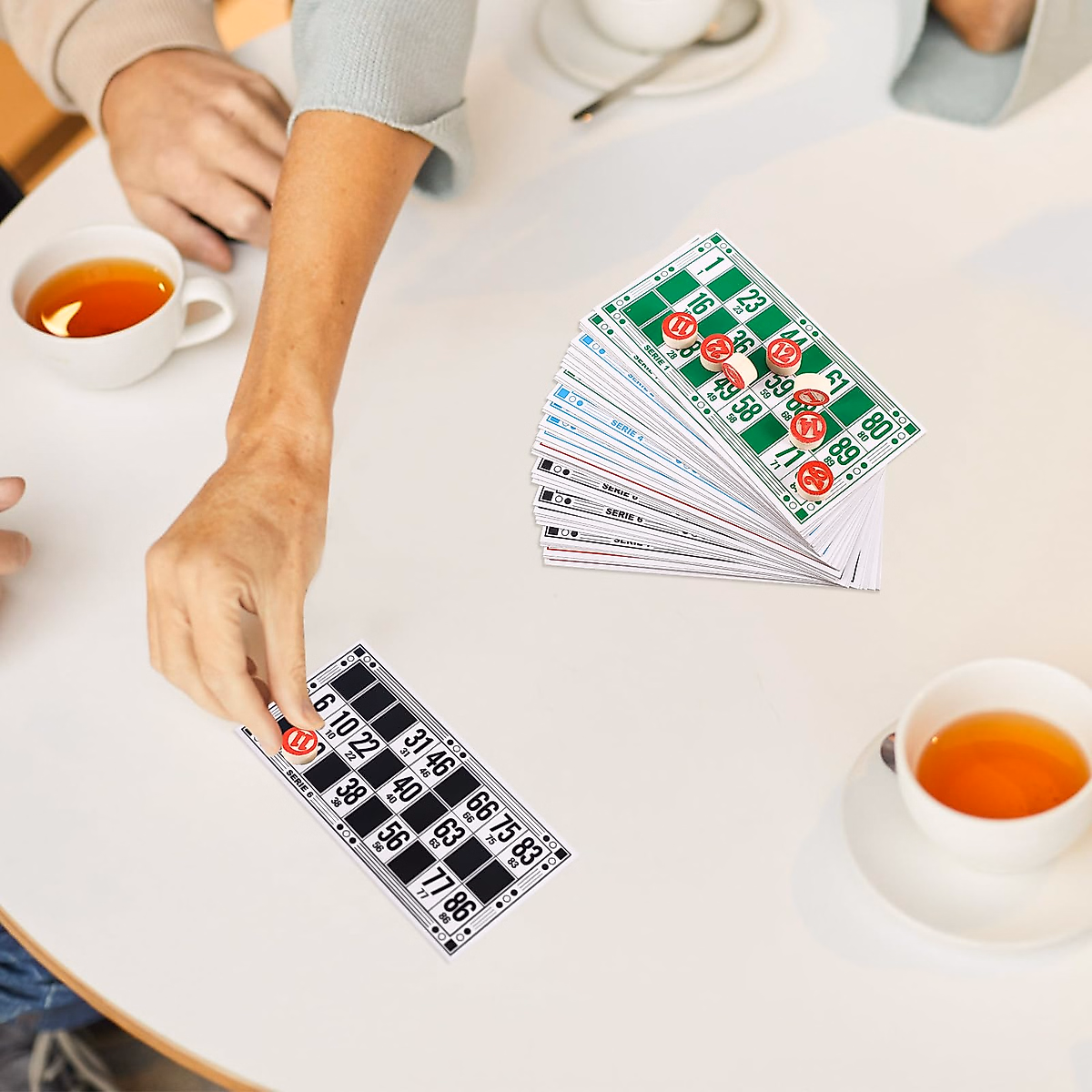 Ipetboom Russian Lotto Board Games Family Bingo Board Game Set of 48 Bingo Cards and 90 Wooden Chess, Great for Adults Kids Family Game Night, Halloween, School Classroom Activity, Bingo Parites