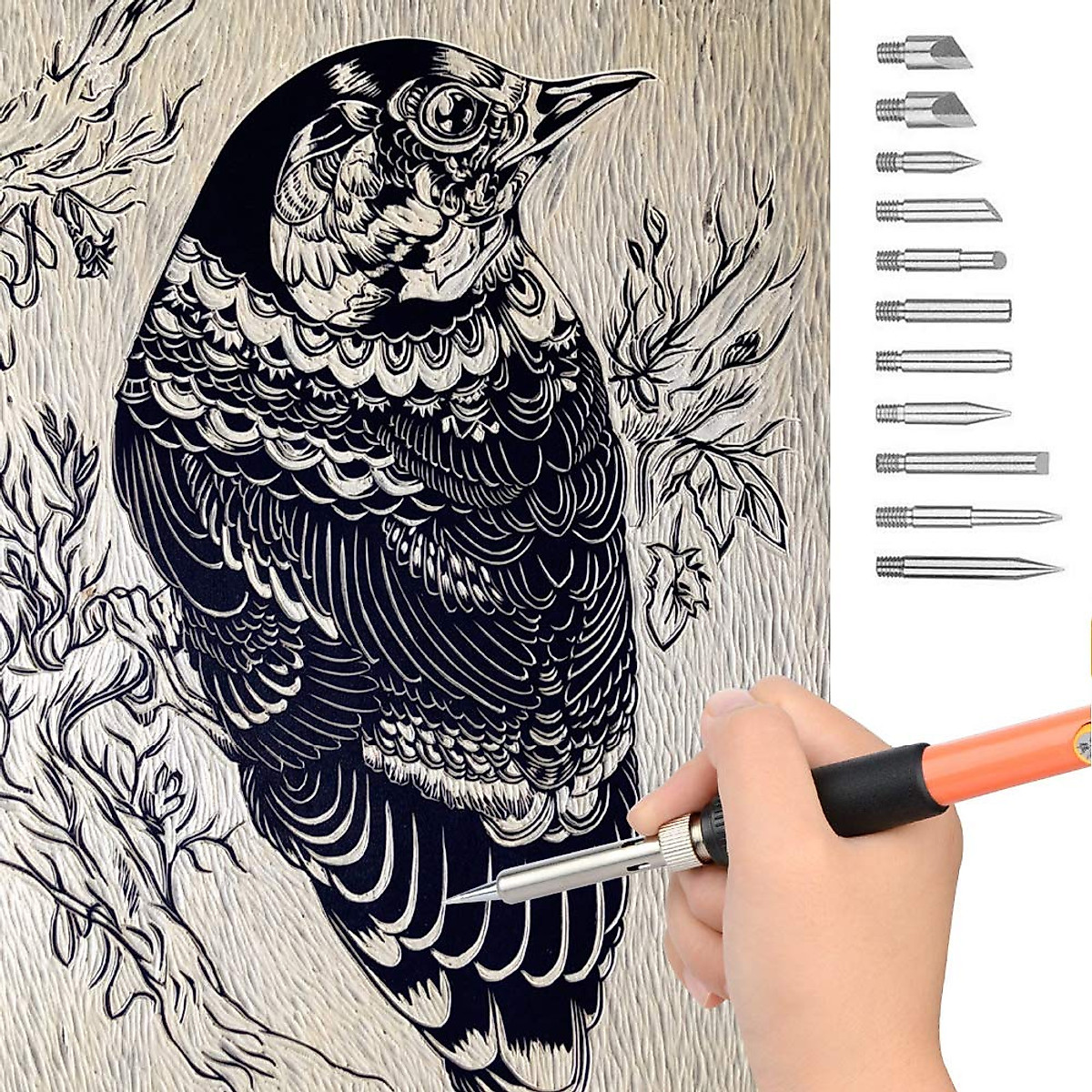 Wood Burning Kit, Wood Burning Tool Adjustable Temperature Woodburning Pyrography Pen Kit for Adults 46 Pcs