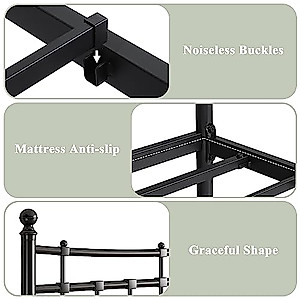 iPormis Metal Twin Bed Frame with Iron-Art Headboard, Heavy Duty Metal Platform Bed Frame with 14 Steel Slats Support, No Box Spring Needed, Noise-Free, Easy Assembly, Twin