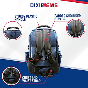 Dixie EMS Ultimate Pro Trauma O2 Backpack with Modular Pouch Design, Oxygen Gear Bag for First Responders and Medics – Navy Blue