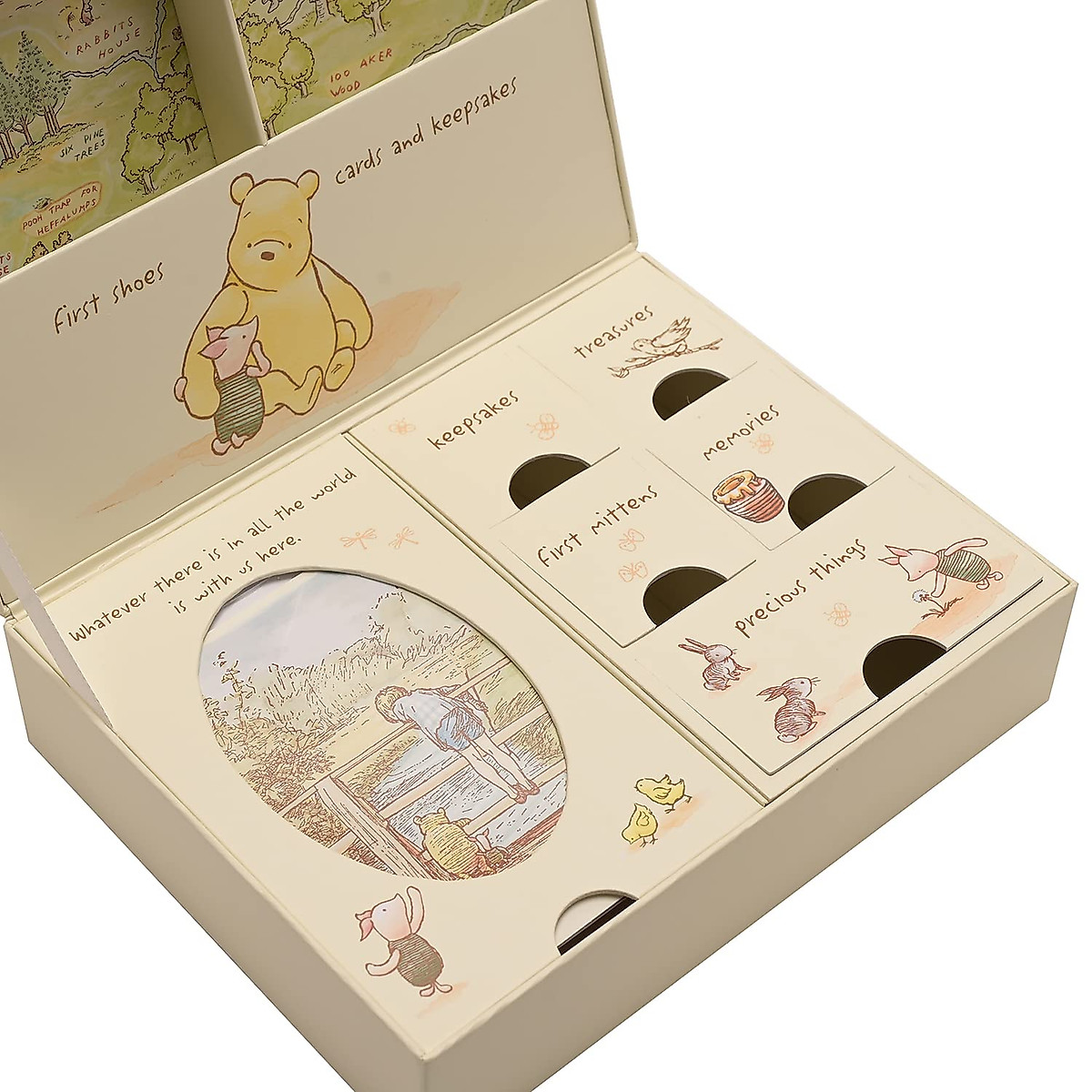 Happy Homewares Winnie The Pooh Keepsake Box with Drawers and Map of Hundred Acre Wood - Officially Licensed