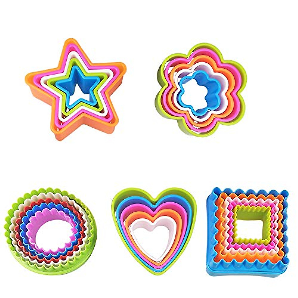 25 PCS Cookie Cutter Set Multi-size Sandwich Fondant Cake Fruit Vegetable Shapes Cutter Set