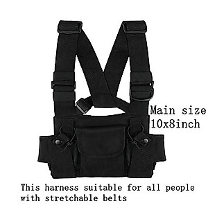 2 Way Radios Harness Chest Case with Front Pouches and Zipper Bag for Universal Walkie Talkies Accessories