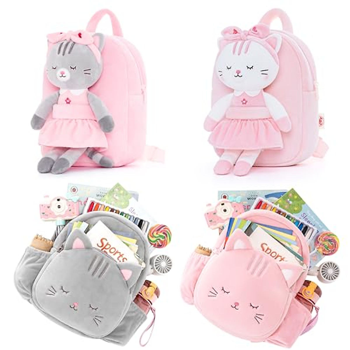 Lazada Stuffed Cat Dolls Animal Kitty Plush Toy Baby Girl Gifts White with Hair Band 16"