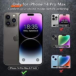 Red2Fire for iPhone 14 Pro Max Case, with 2 Pcs Tempered Glass Lens & Screen Protector [Military Grade Shockproof] Heavy Duty Full Body Protection Phone Case for iPhone 14 Pro Max 6.7 inch Dark Blue