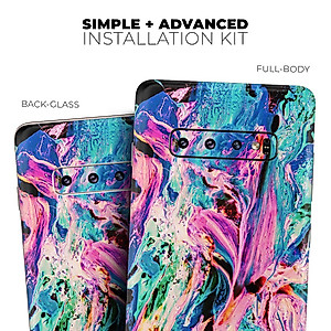 DesignSkinz Liquid Abstract Paint V20 Protective Vinyl Decal Wrap Skin Cover Compatible with The Samsung Galaxy S20 (Screen Trim & Back Glass Skin)