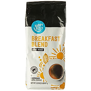 Amazon Brand - Happy Belly Breakfast Blend Ground Coffee, Light Roast, 32 Ounce