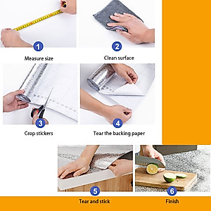 Snkxu Peel and Stick Countertops for Kitchen Backsplash Wallpaper Protector Behind Stove Oil Proof Self Adhesive Waterproof Decor Sticker Contact Paper Back Splash Guard 15.7X118 Inches