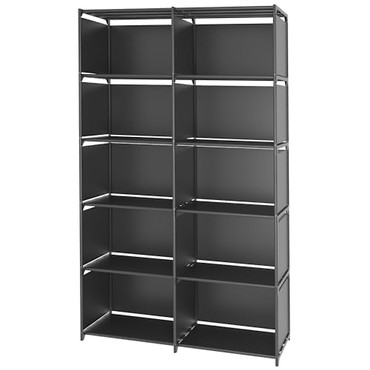 ACCSTORE Cube Storage, Double Row 6-Layer Cubes Closet Storage Shelf, DIY Wall Cabinet Bookshelf Plastic Square Storage Rack, Suitable for Bedroom, Living Room, Office, Kitchen, Warehouse (Black)