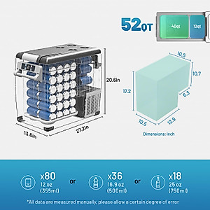 Alpicool CF55 Portable Freezer,12 Volt Refrigerator, 52 Quart (49.4 Liter) Fast Cooling 12V Car Fridge Freezer -4℉~68℉, Car Cooler, 12/24V DC and 100-240V AC for Outdoor, Camping, RV, Truck