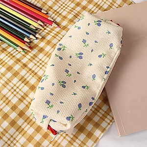 YSSZAM Blue Women Fresh Style Pencil Bag Pencil Case Pen Holder Coin Pouch, Pen, Pencil and Marker Cases， Simple Cosmetic Storage Bags Makeup Bag Office Stationery Organizer