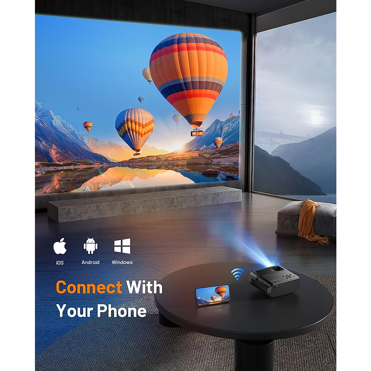 Mini Projector, Upgraded CiBest Native 1080P Portable Projector 10000L, Outdoor Projector for Home Theater Movie Projector, Projector 4K Compatible with HDMI, VGA, USB