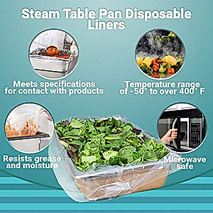 APQ Pack of 500 Steam Table Pan Liners with Twist Tie 24 x 17 for 1/2 Pan. Disposable Polyethylene Pan Liners 24x17. Poly Bun Pan Covers for Caterers, Cafeterias, Restaurants.