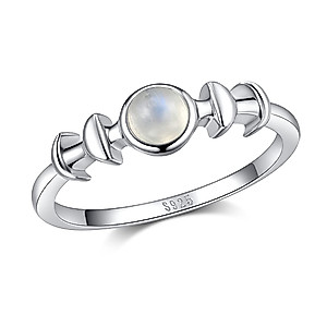Angol Genuine Moonstone Ring Sterling Silver Moon Phase Ring Triple Goddess Moonstone Statement Band Finger Minimalist Ring for Women with Gift Box