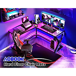 AOBOOK Gaming Chair Mat for Hardwood Floor, 36"x48" Office Chair Floor Mat for Hardwood/Tile, Large Anti-Slip Floor Protector with Double-Sided Tape for Home Ofice, Red