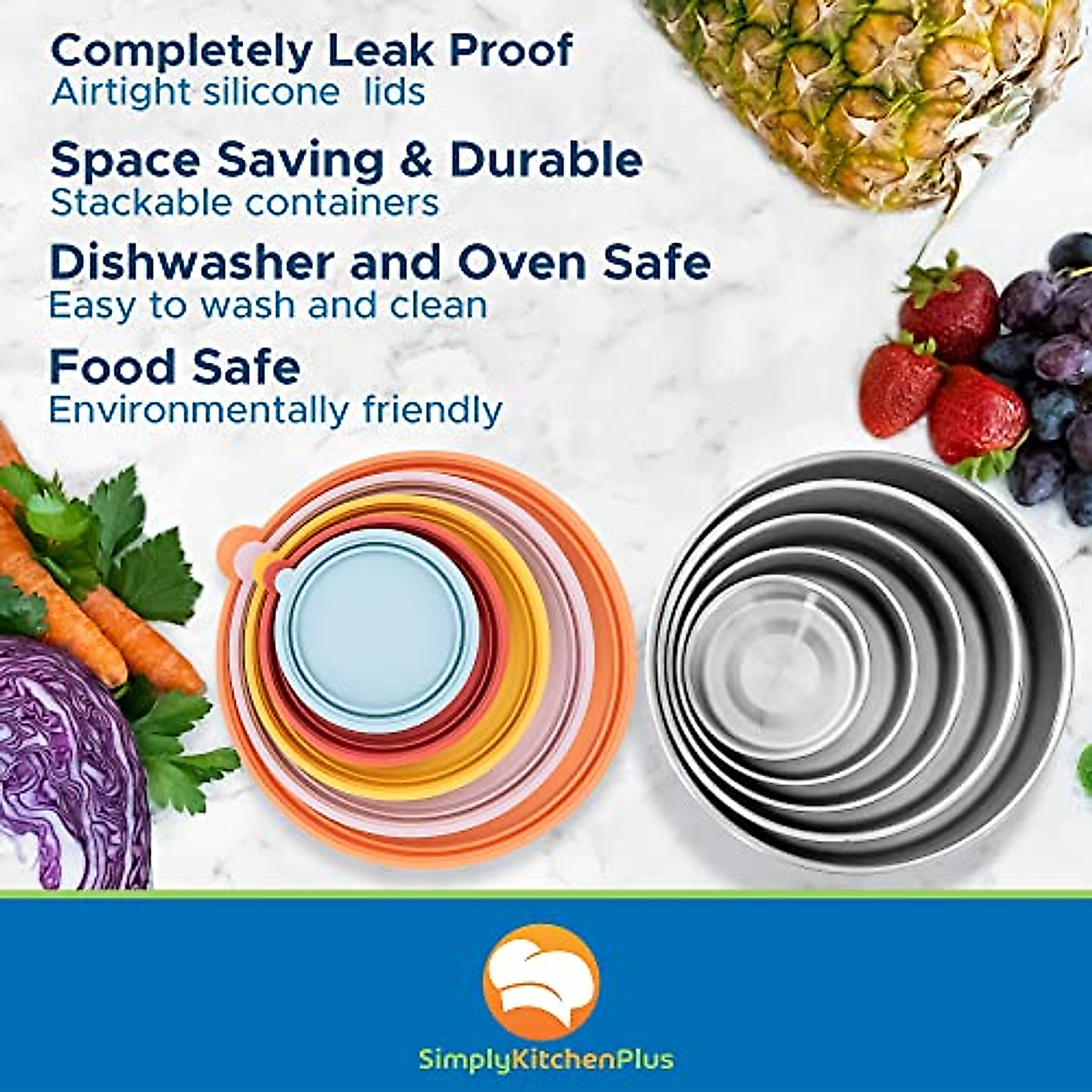 Deluxe 8-Pack Stainless Steel Food Containers - Complete Meal Prep Container Set with Leakproof Silicone Lids - Reusable and Stackable Stainless Steel Lunch Box for Adult Bento Box Set