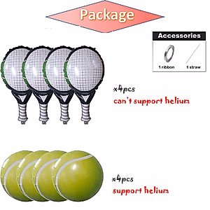 Tennis party balloons,Tennis racket shape mylar balloons for sports tennis theme party decoration(8pcs balloon)