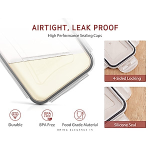 Syntus Food Storage Containers with Lids, 18 Pack (36 Pieces) 12.8L Plastic Airtight Reusable Meal Prep Lunch Containers for Kitchen & Pantry Organization