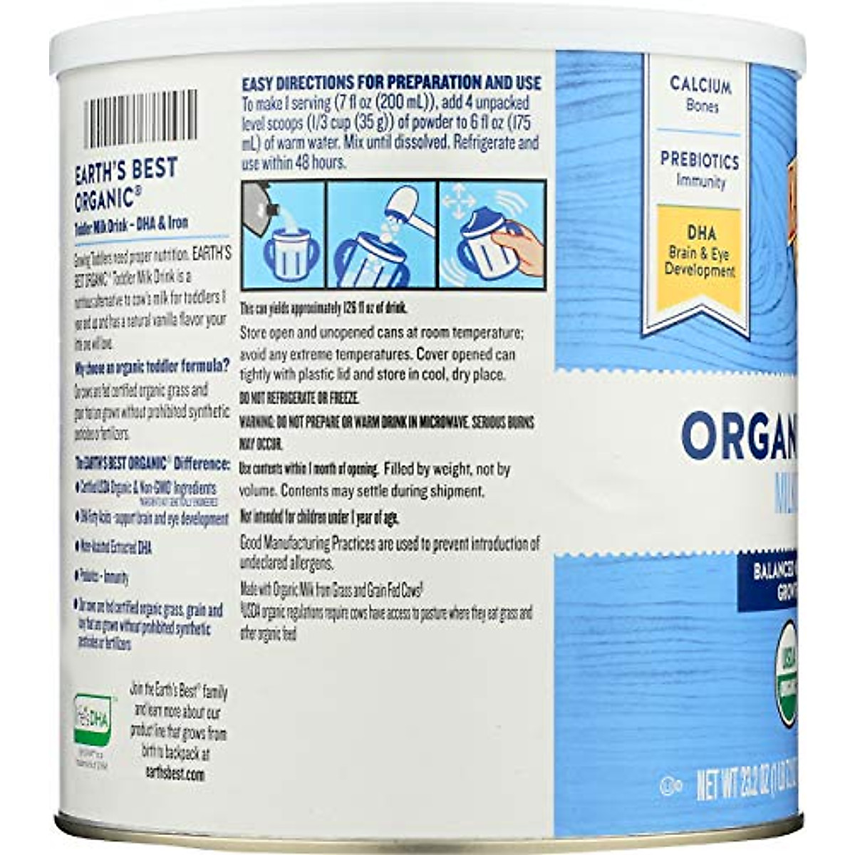 Earth's Best Organic Toddler Milk Drink Powder, Natural Vanilla, 21 Oz